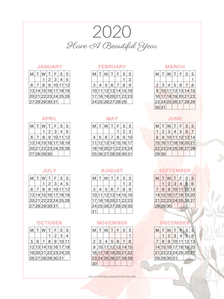 2021 Blush School Calendar A4 2 | PDF