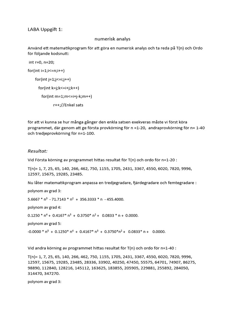 LABA Uppgift 1 | PDF