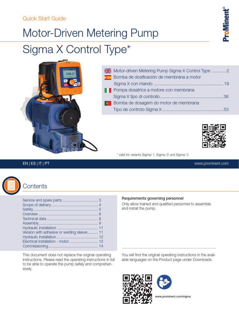 BA SI 001 07 23 EN ES IT PT QSG Sigma X Web | PDF | Equipment ...