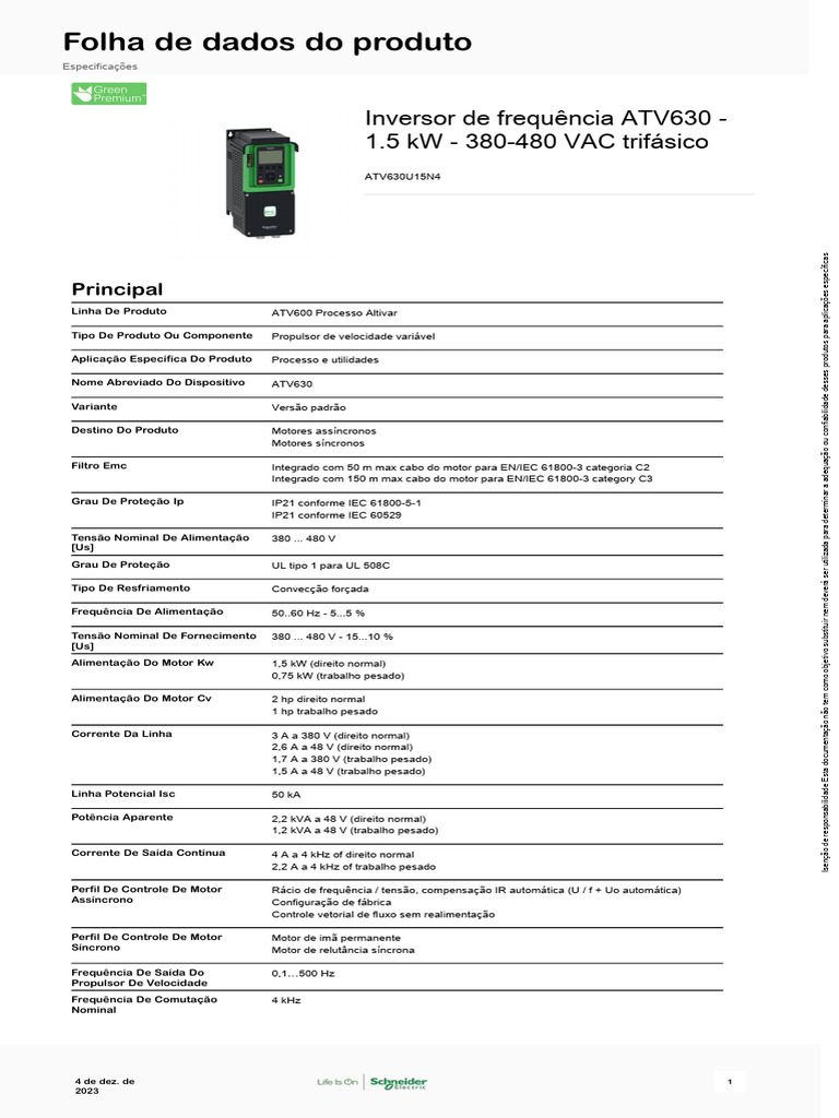Schneider Electric - Altivar-Process-ATV600 - ATV630U15N4 | PDF ...