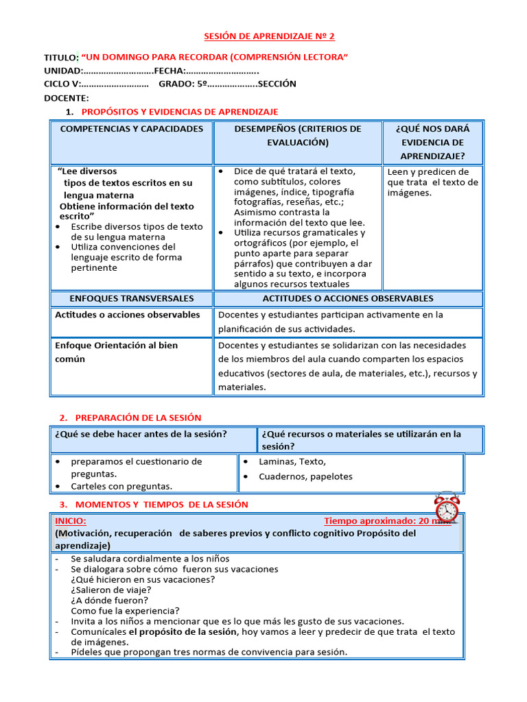 Sesion de Aprendizaje Lectura de Imagenes | Descargar gratis PDF | Pensamiento | Imagen