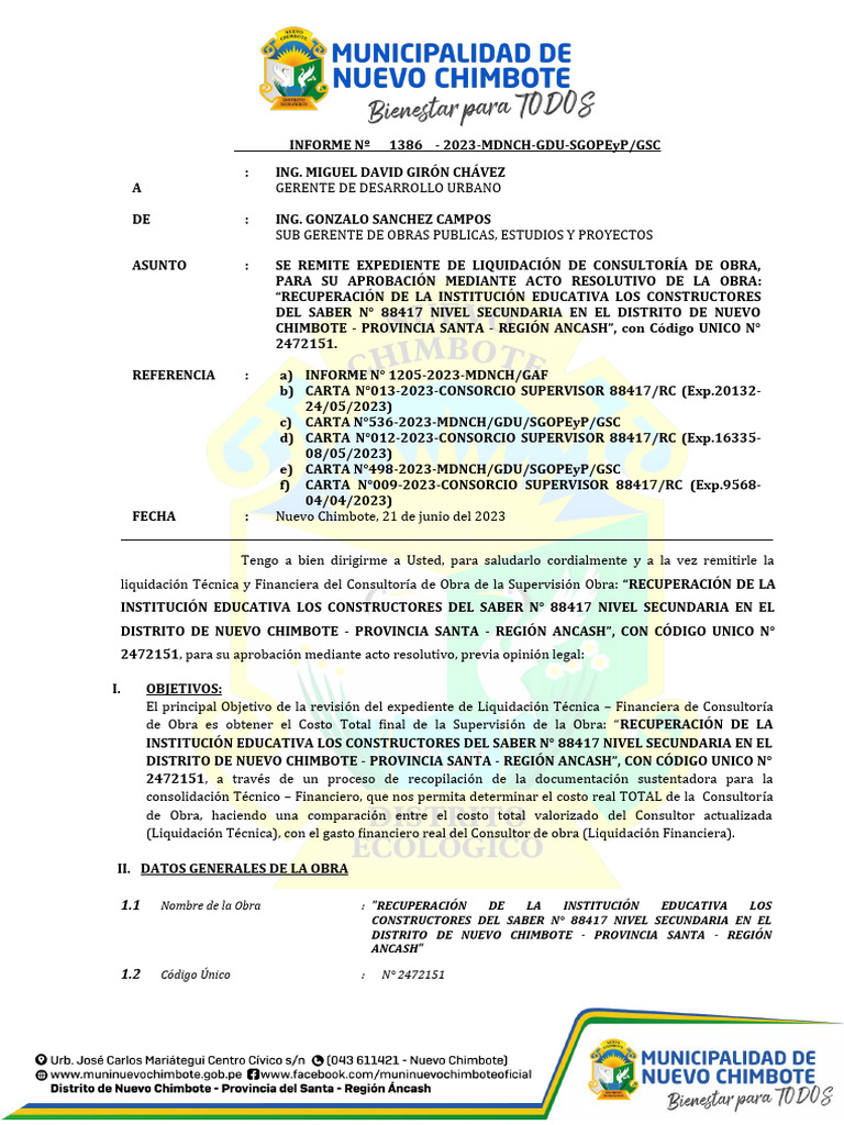 Informe Nº1386 - 2023 - Acto Resolutivo - Super - Constructores | PDF ...