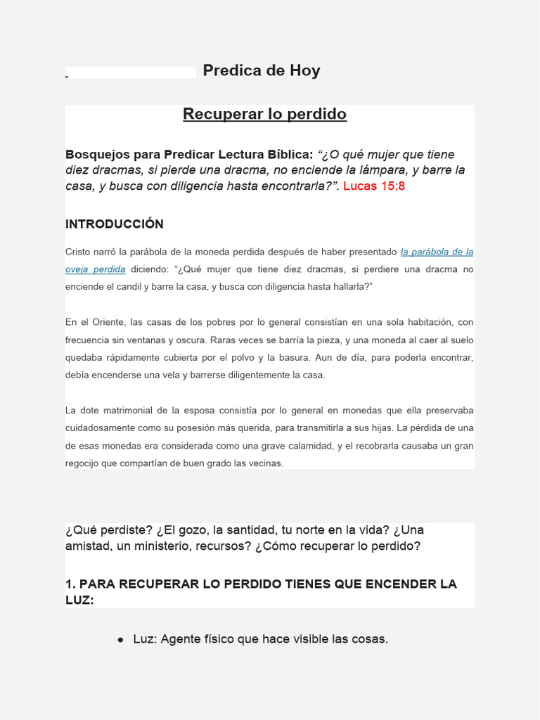 Recuperando lo Perdido en Cristo | PDF | eucaristía | Cristo (título)