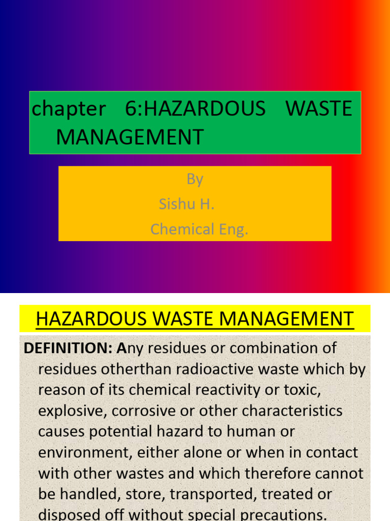 Chapter 6 Hazardous Waste MGT | PDF | Waste | Hazardous Waste