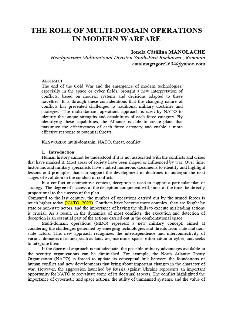 The Role of Multi Domain Operations in Modern Warfare | PDF ...