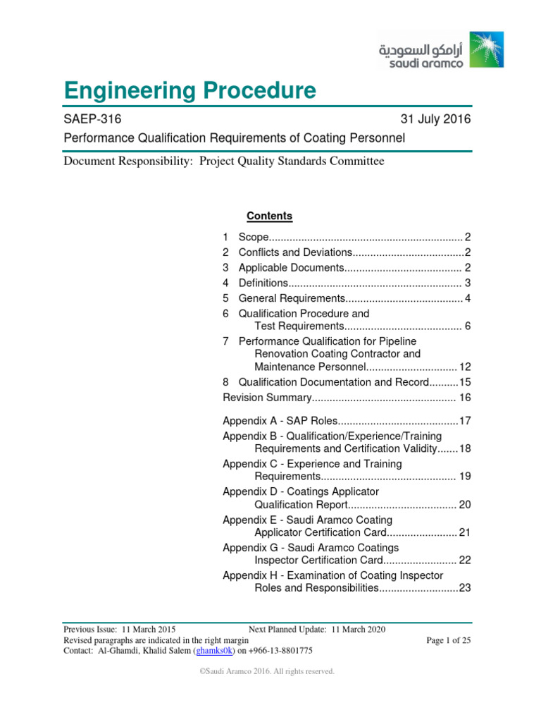 Aramco Coating Personnel Qualification | PDF | Certification ...