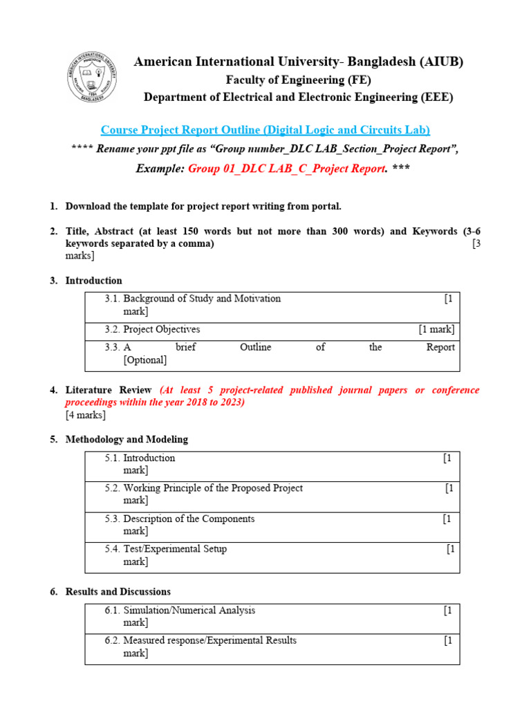 DLC LAB - Project Report Guideline | PDF | Engineering | Integrated Circuit