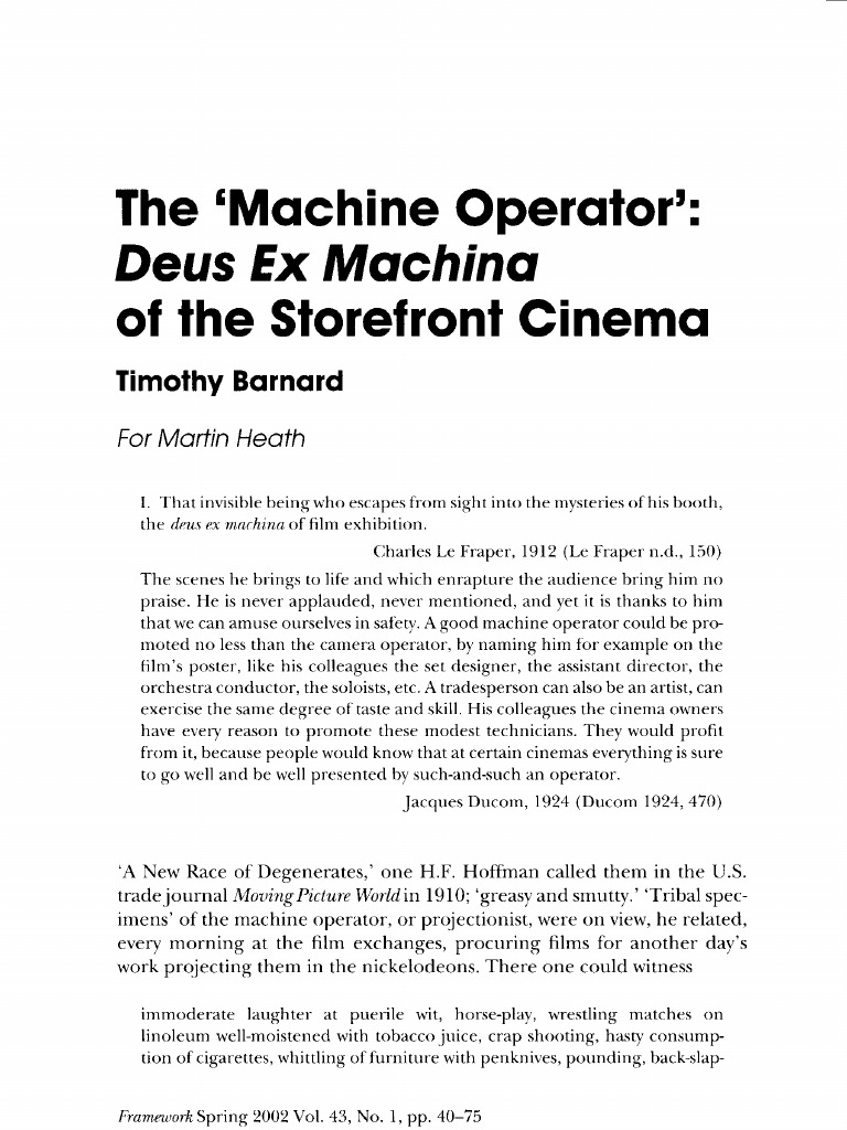Timothy Barnard: Machine Operator (Framework, 2002) | PDF | Trade Union ...