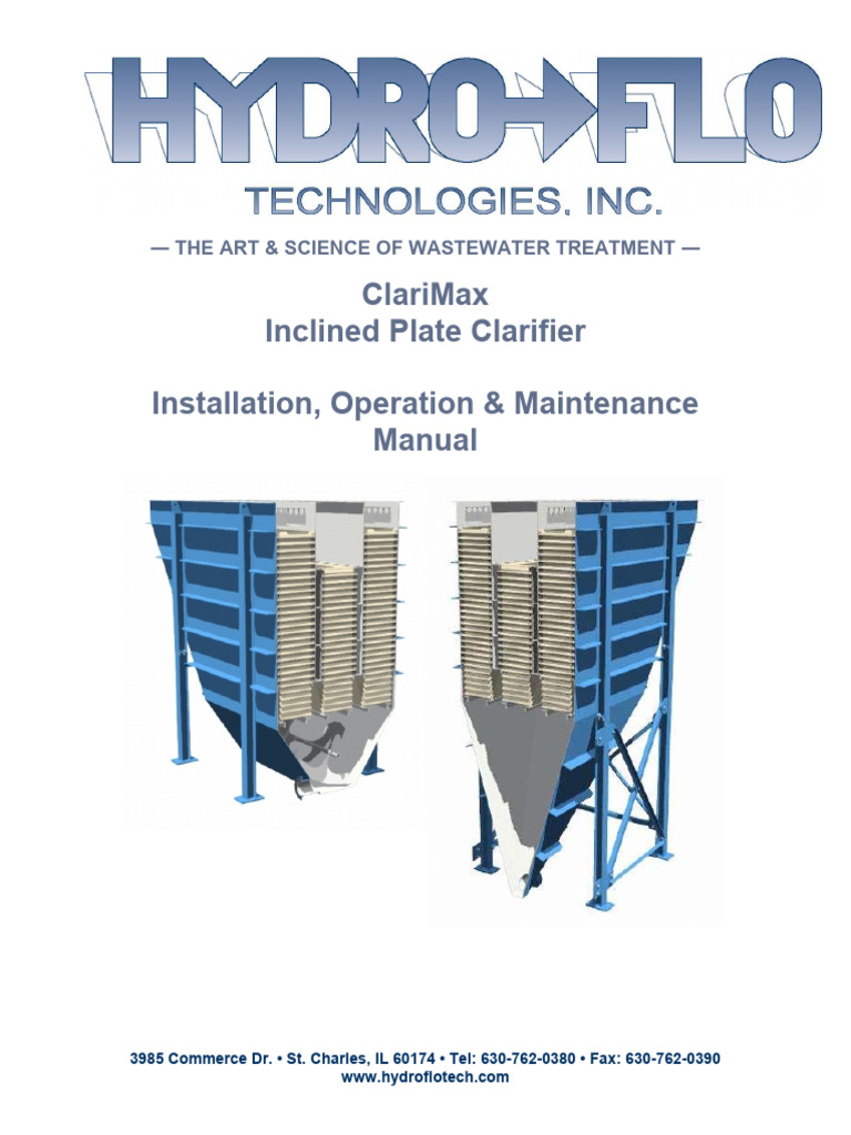 Clarimax Inclined Plate Clarifier Installation, Operation & Maintenance Manual | PDF | Plumbing ...