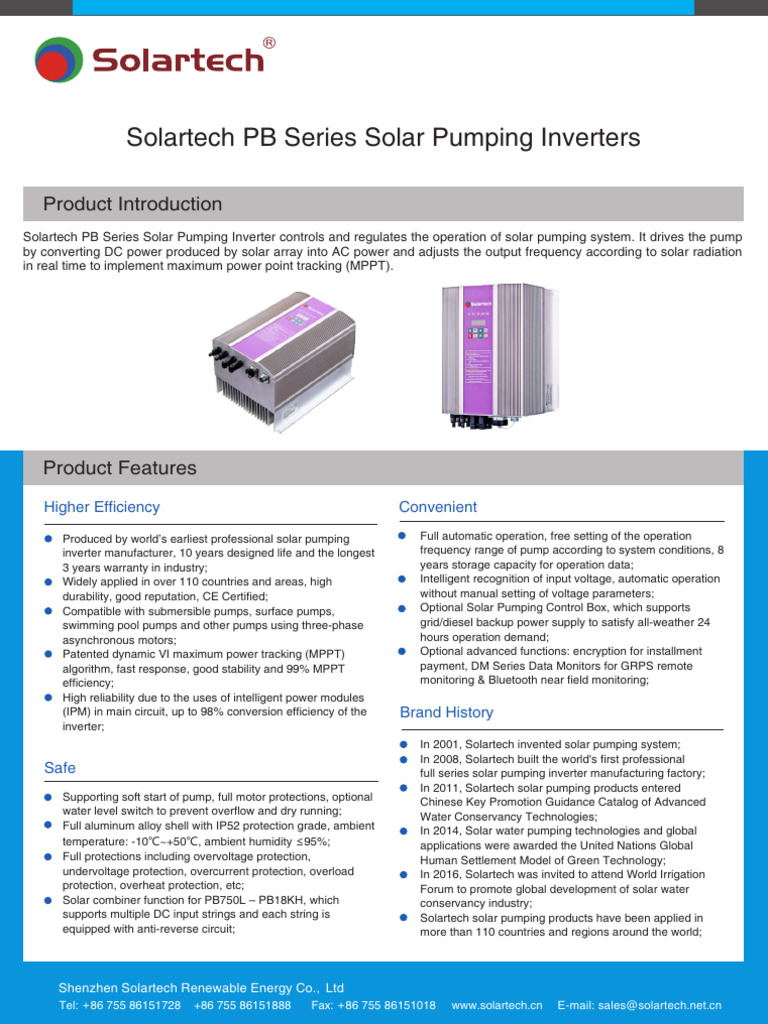 Solartech PB General Solar Pumping Inverters | PDF | Power Inverter | Mains Electricity