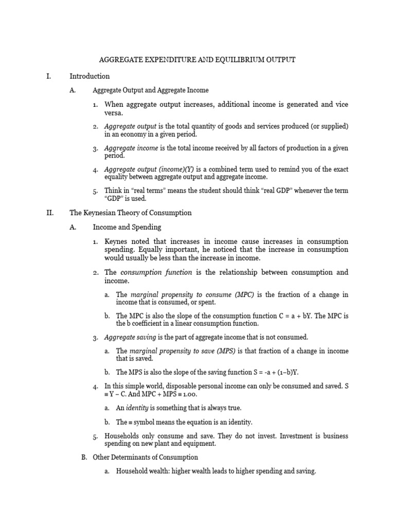4 - Aggregate Expenditure and Equilibrium Output - Template | PDF | Consumption (Economics ...