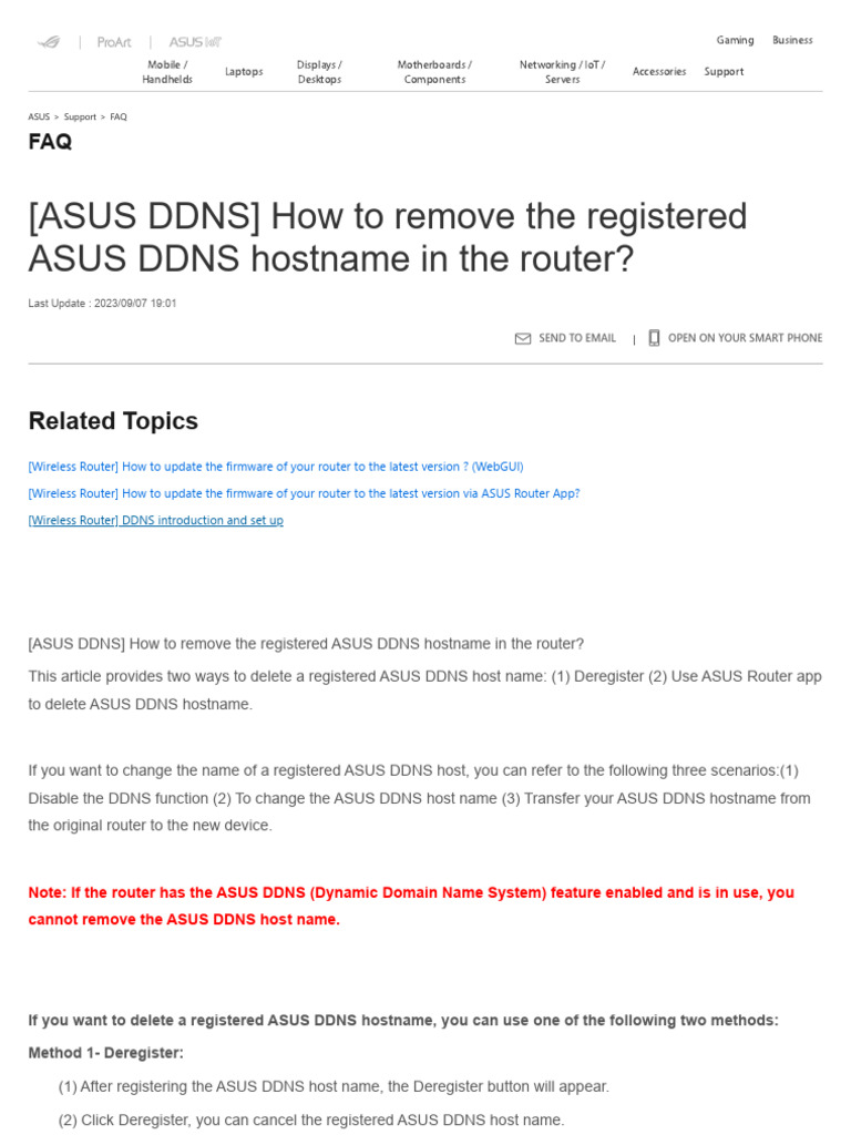 How To Remove The Registered ASUS DDNS Hostname in The Router | PDF ...