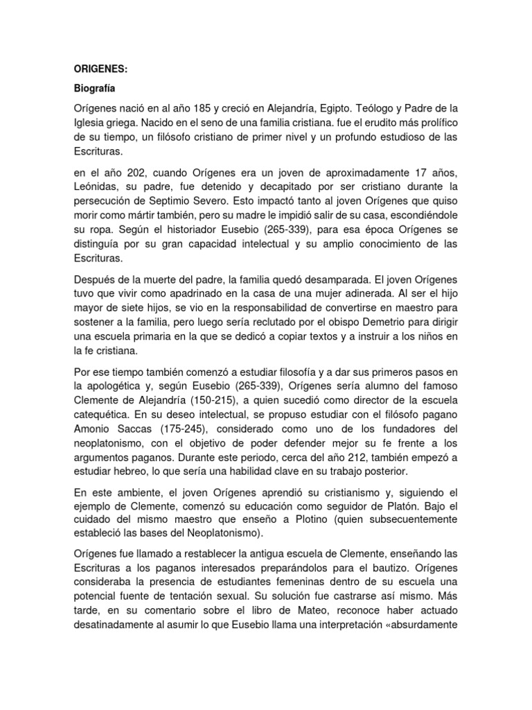 ORIGENES | PDF | Origen | Teología
