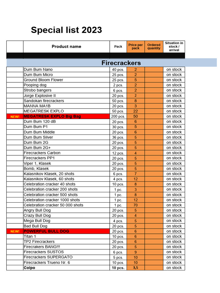 Special List | PDF | Pyrotechnics