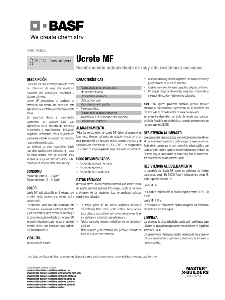 BASF Ucrete MF - Ficha Técnica | PDF