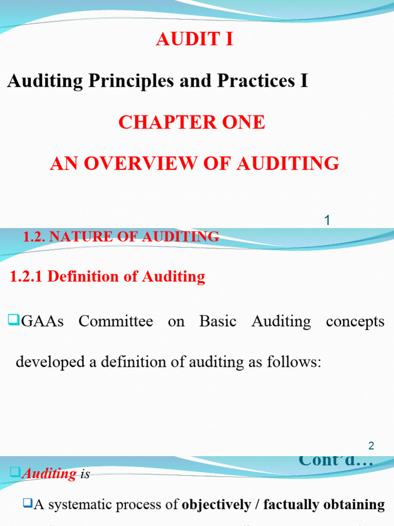 Chapter 1 Overview of Auditing | PDF | Audit | Financial Audit