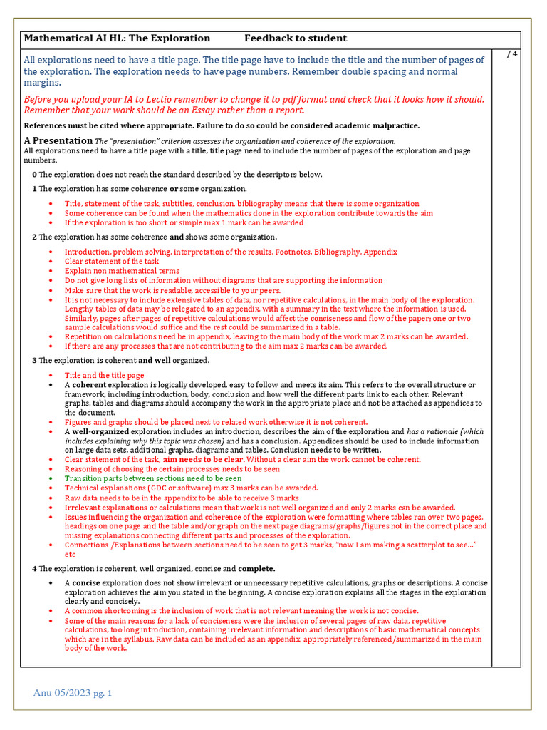 IA Criteria With Specifications AI HL 05 2023 | PDF | Mathematics