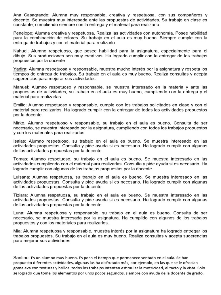 Informe 7° Grado 2023 | PDF | Salón de clases