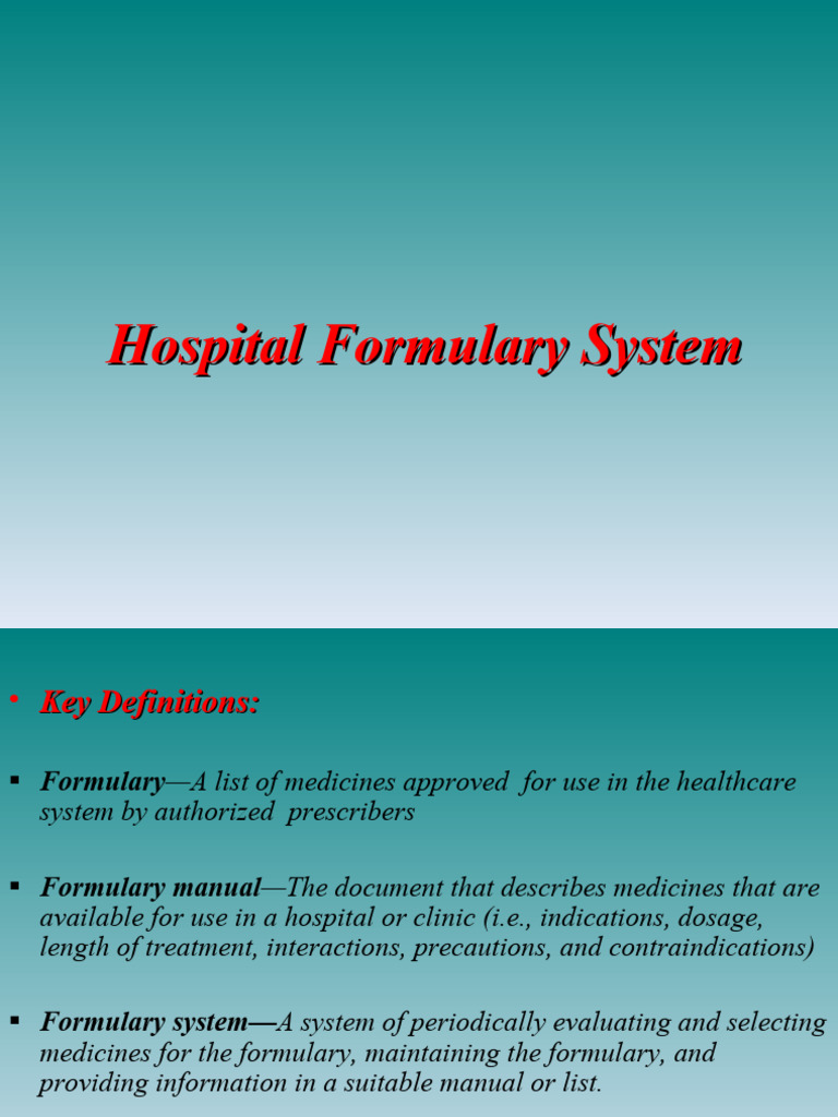 Hospital Formulary | PDF | Pharmacy | Prescription Drugs
