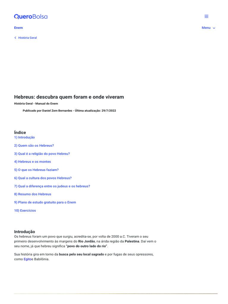 Hebreus - Descubra Quem Foram e Onde Viveram - Manual Do Enem | PDF ...
