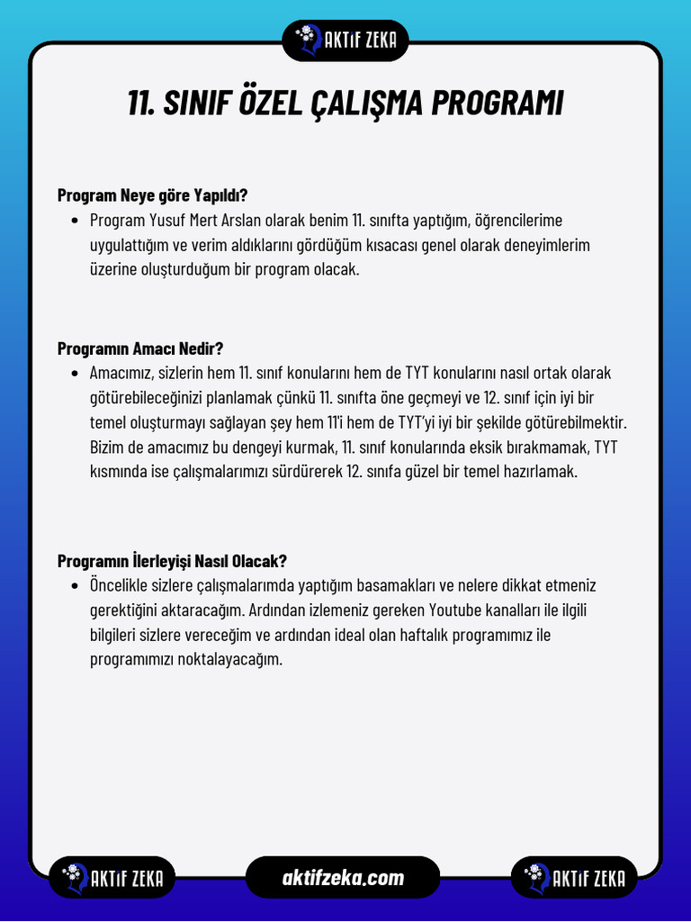 11 Ders Programı | PDF