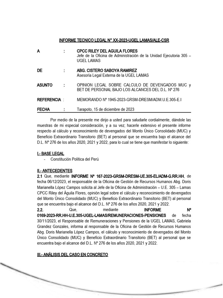 Ugel Lamas - Itl - 001 - 2023 - Dvengados de Muc y Bet DL 276 | PDF ...