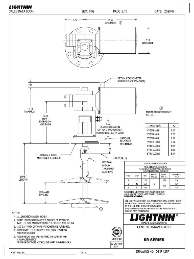 LIGHTNIN SR Series Generic Dimension Drawing | PDF