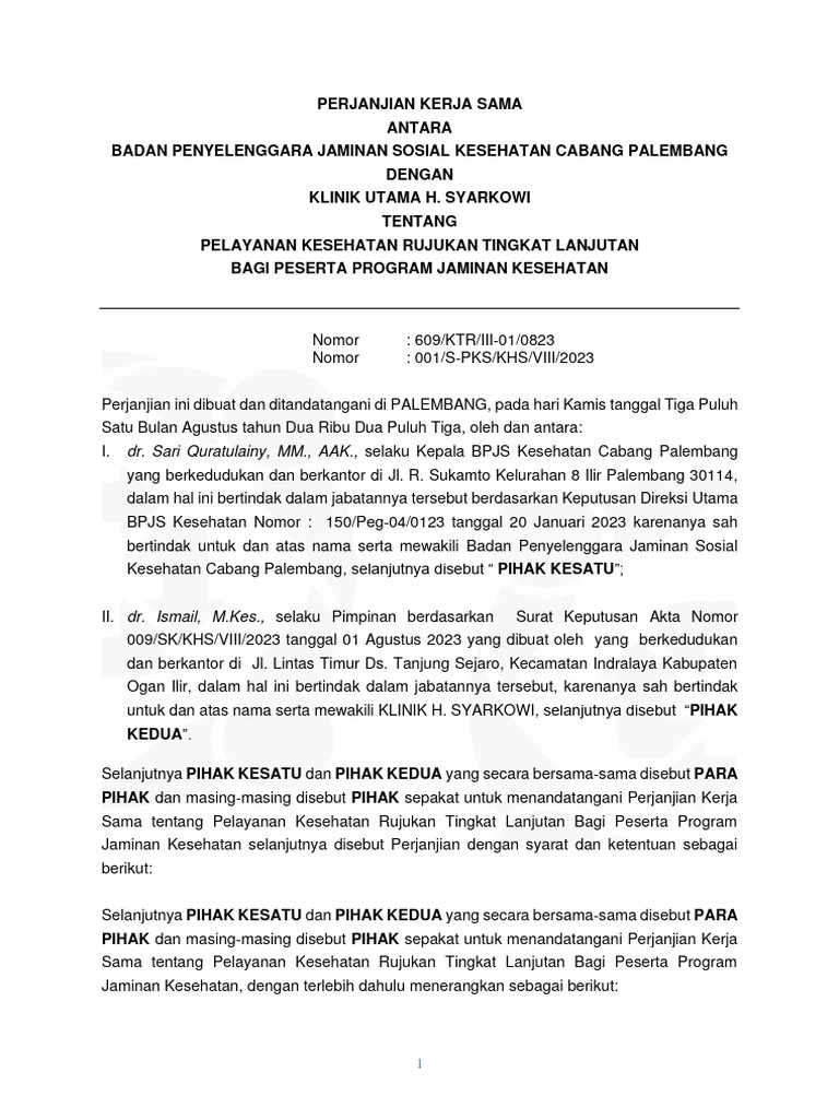 MoU BPJS Kesehatan | PDF