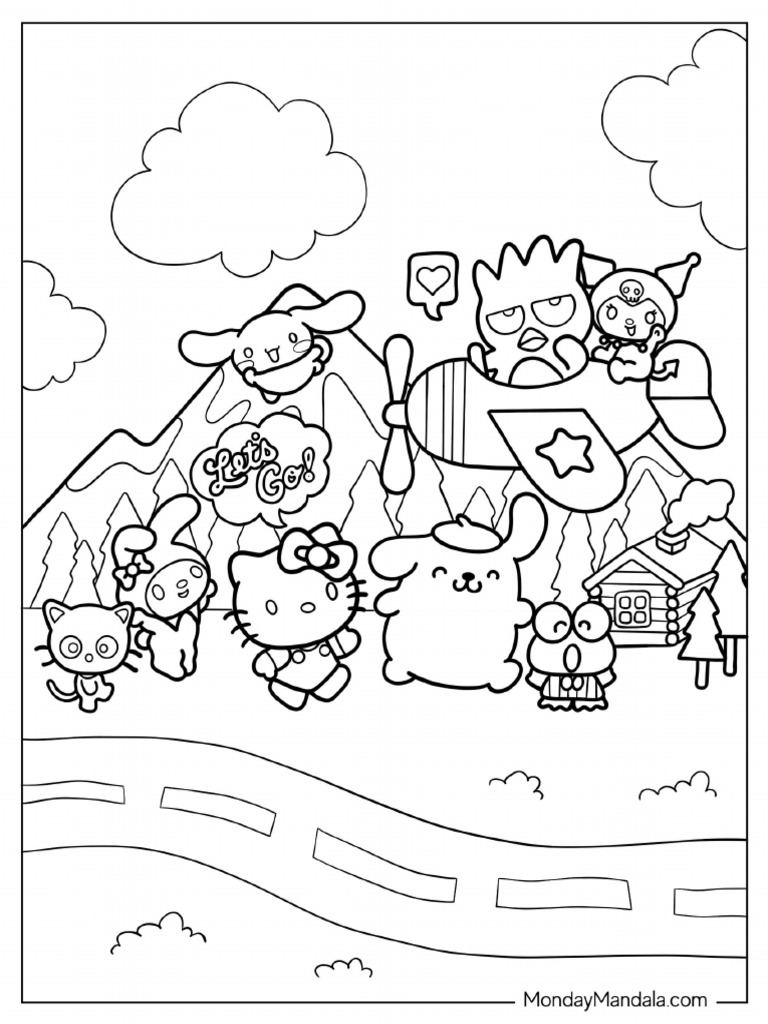 Hello-Kitty-_-Sanrio-Friends-Playing-To-Color | PDF