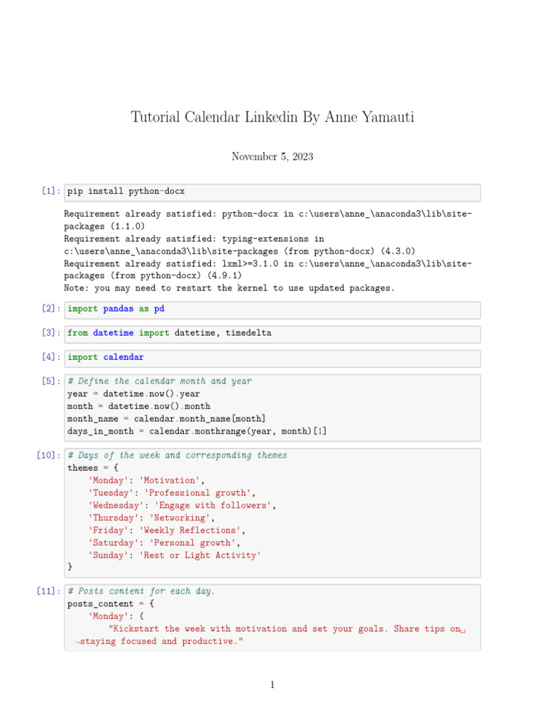Linked in Tutorial Calendar | PDF