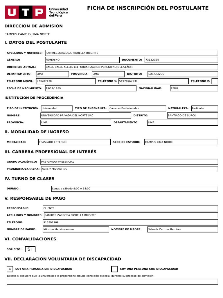 Inscripción de Brigitte Ramírez en UTP 2023 | PDF | Informática