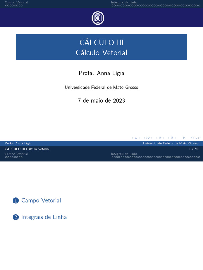 Campo Vetorial e Integral de Linha | PDF | Gradiente | Integrante