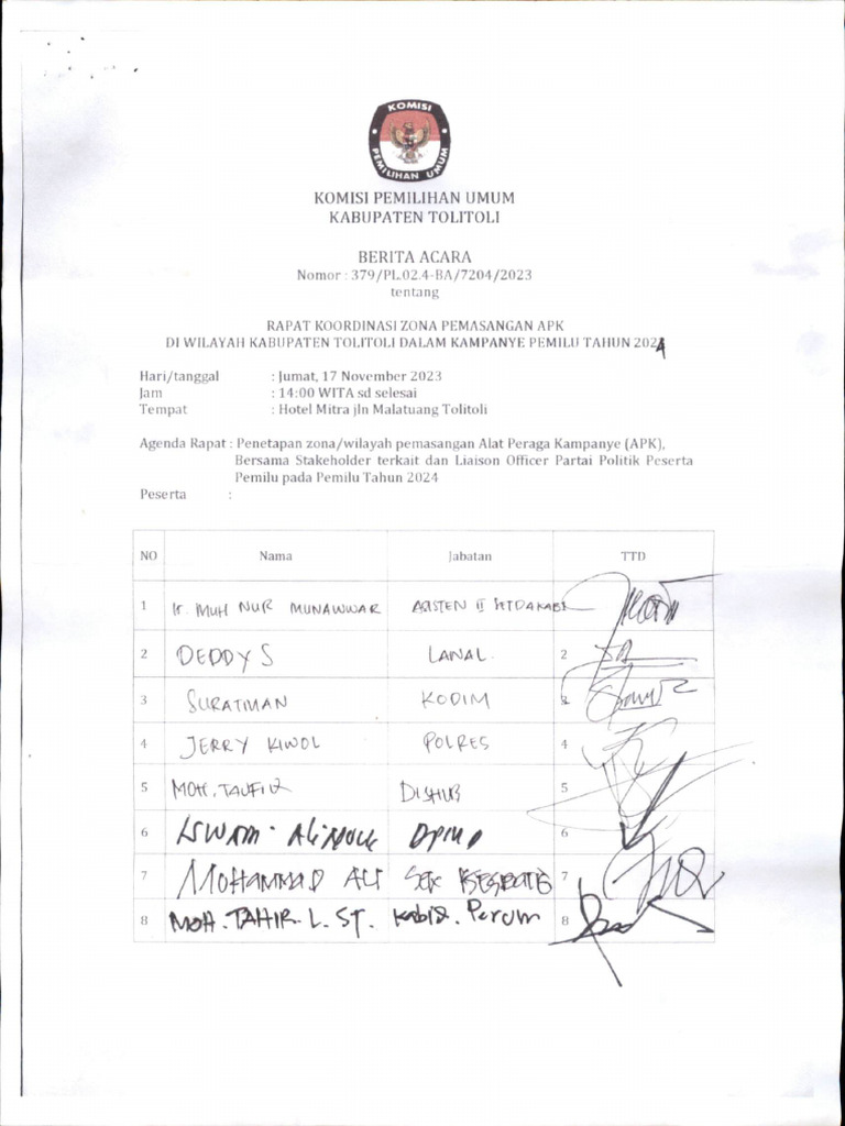 Berita Acara KPU | PDF