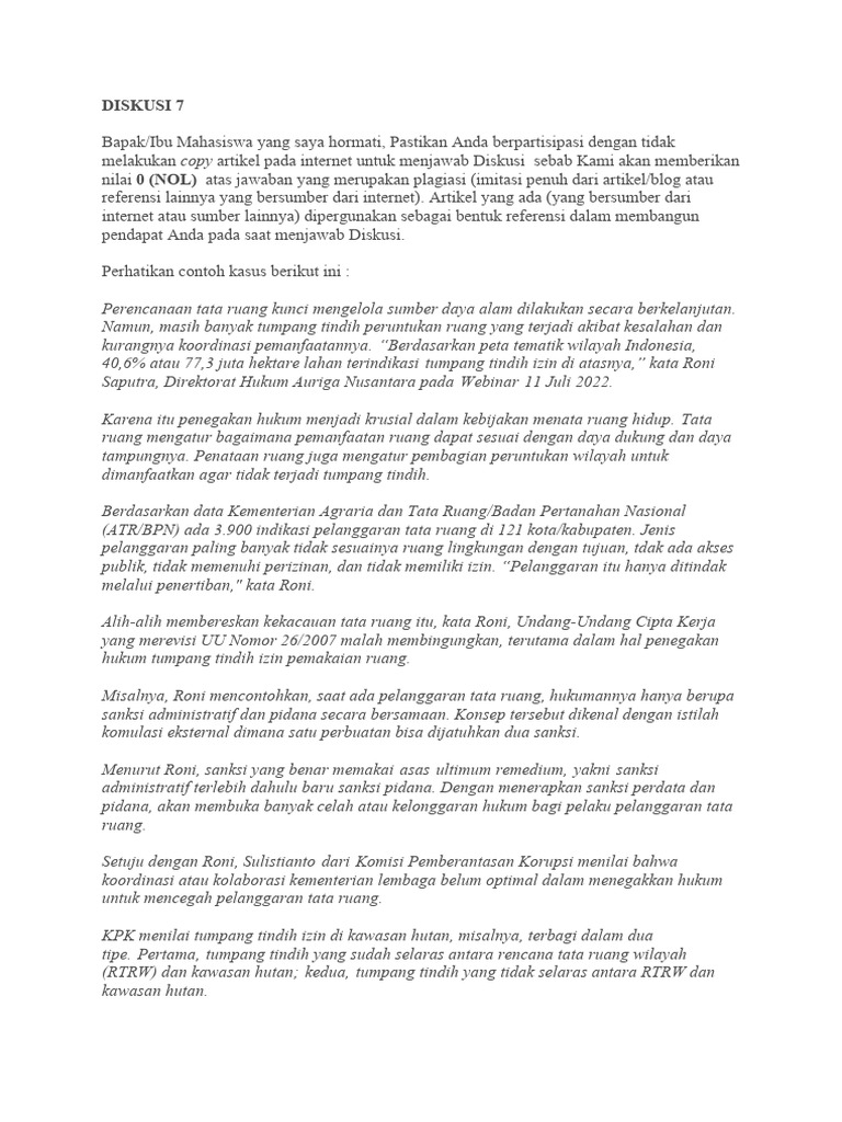 Diskusi 7 Adm. Pertanahan | PDF