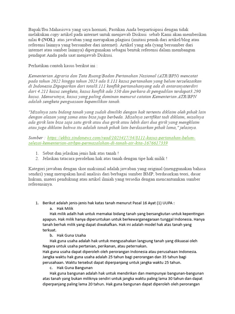 Diskusi 5 Adm. Pertanahan | PDF