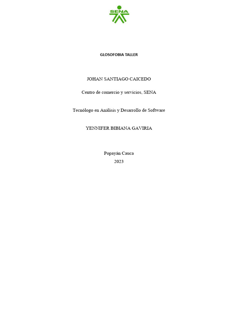 Glosofobia Taller Johan Caicedo | PDF