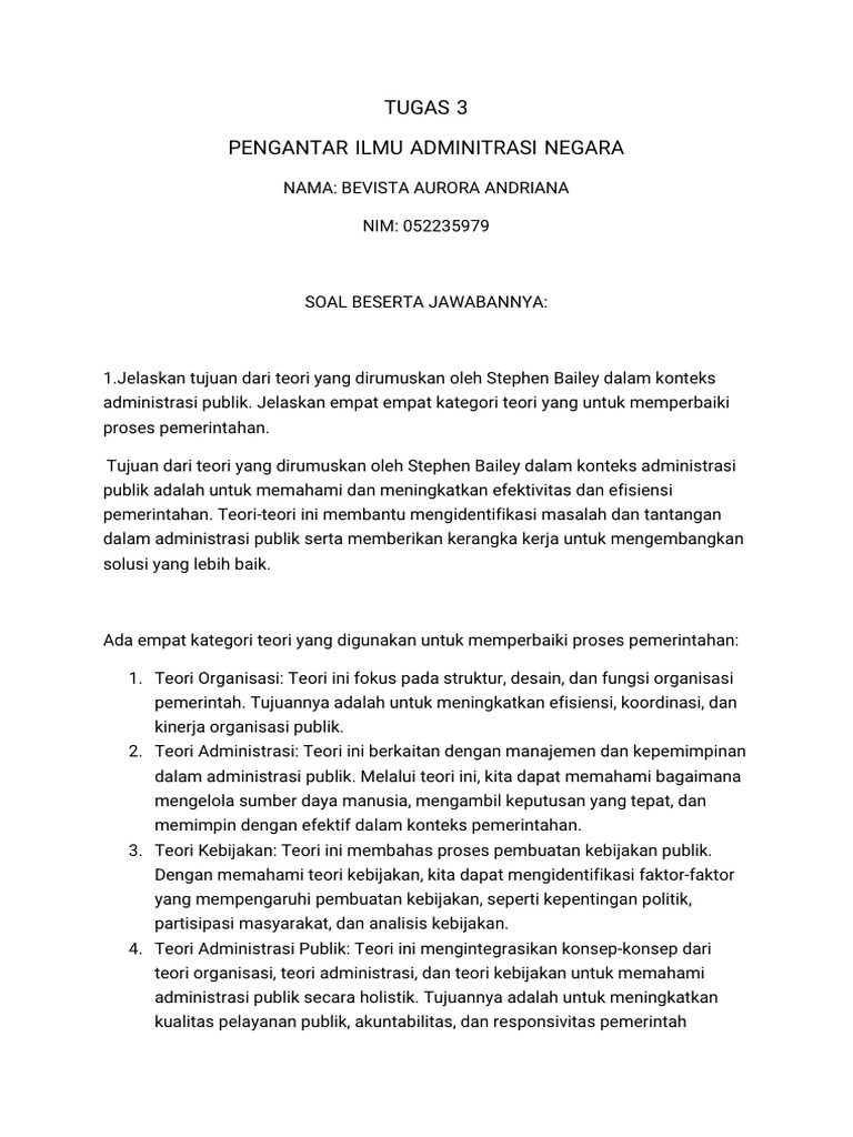 Tugas 3 Pengantar Ilmu Administrasi Negara | PDF