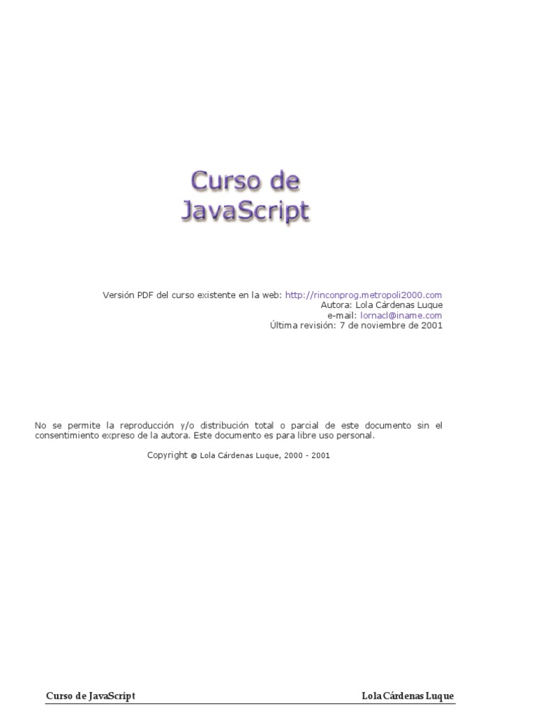 Curso de JavaScript | PDF | Script Java | Lenguaje de programación