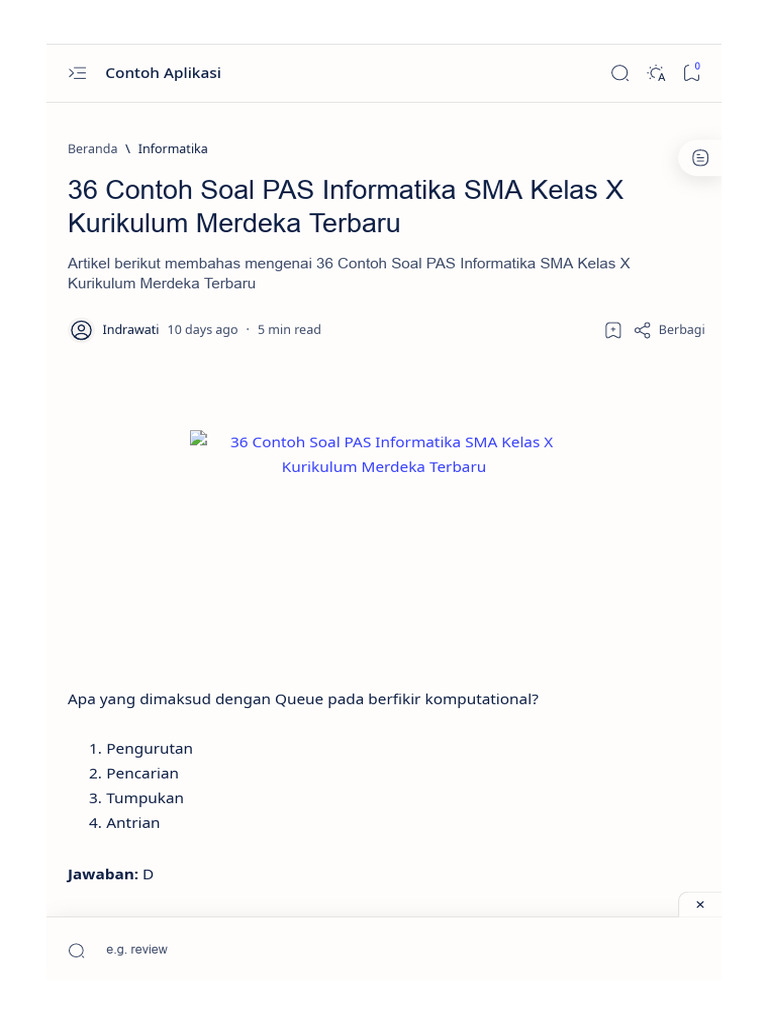 WWW - Contohapps - Com 36 Contoh Soal Pas Informatika Sma | PDF | Karier & Perkembangan | Seni