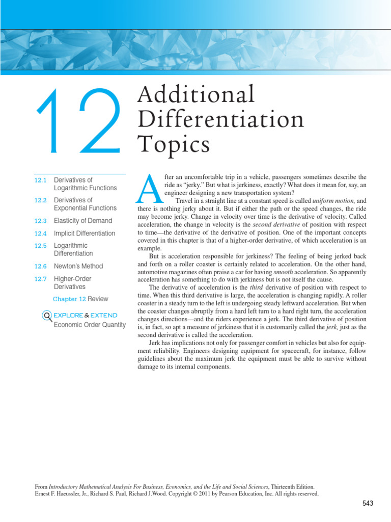 File Additional Differentiation Topics | PDF | Acceleration | Derivative