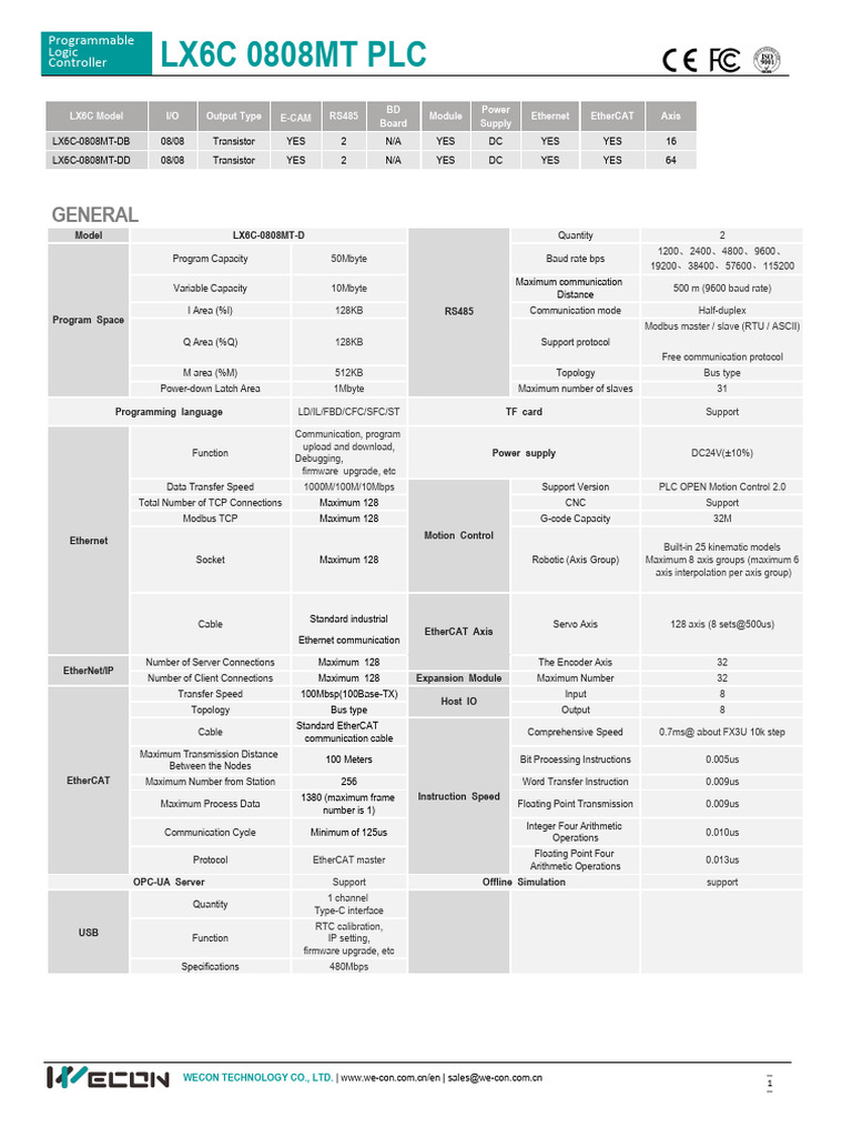 WECON LX6C PLC Flyer | PDF | Computer Hardware | Computer Architecture