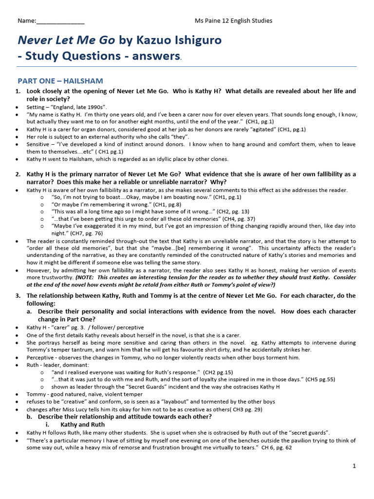 Kathy H's Narrative in Never Let Me Go | PDF | General Fiction