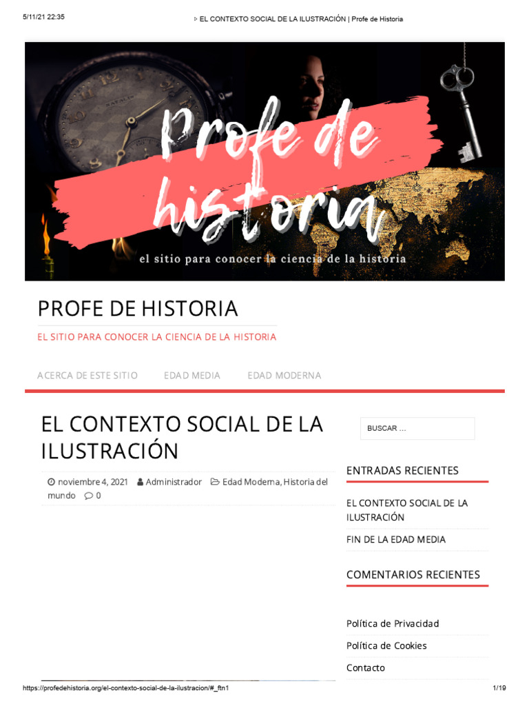 EL CONTEXTO SOCIAL DE LA ILUSTRACIÓN - Profe de Historia | PDF | Era de iluminacion | Masonería