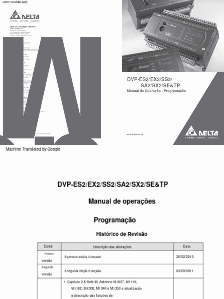 Manual PLC Delta DVP Es2 Ex2 Ss2 Sa2 Sx2 Se TP 1 50 | PDF | Arquitetura de computadores ...