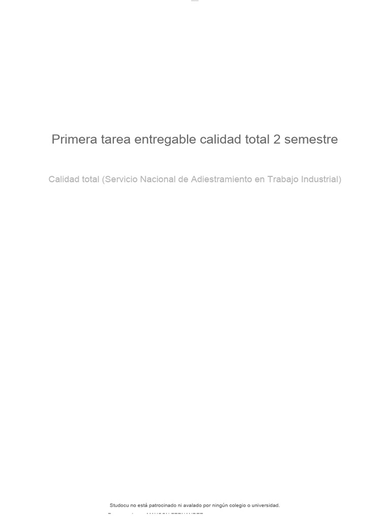 Primera Tarea Entregable Calidad Total 2 Semestre | PDF