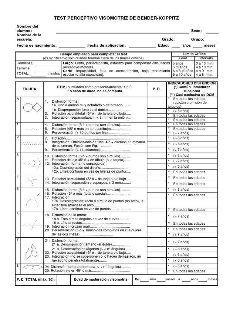 Bender Protocolo y Laminas | PDF | Conceptos psicologicos | Ciencias ...