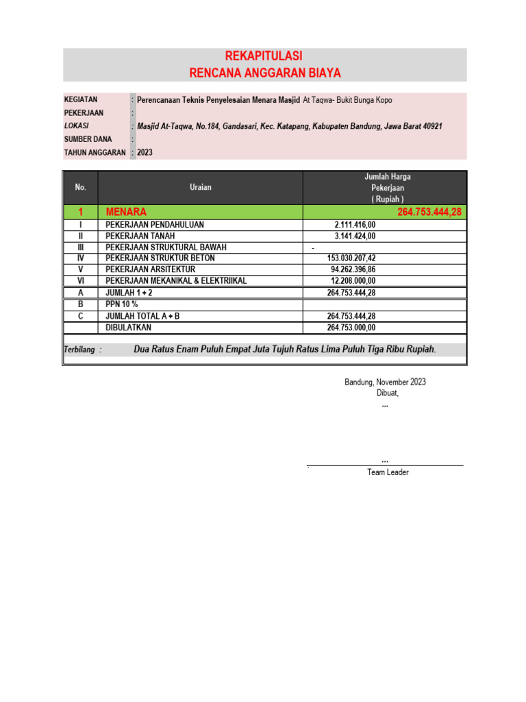 Rab Menara Masjid Rekap | PDF