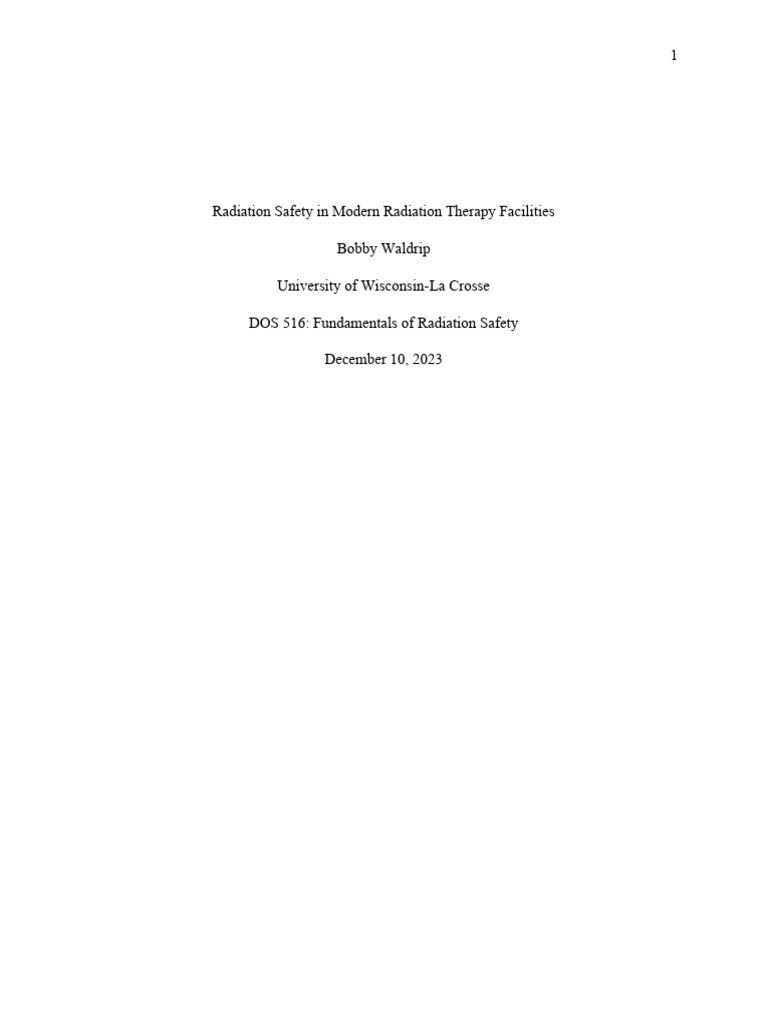 Radiation Safety Paper PDF | PDF | Radiation Therapy | Therapy