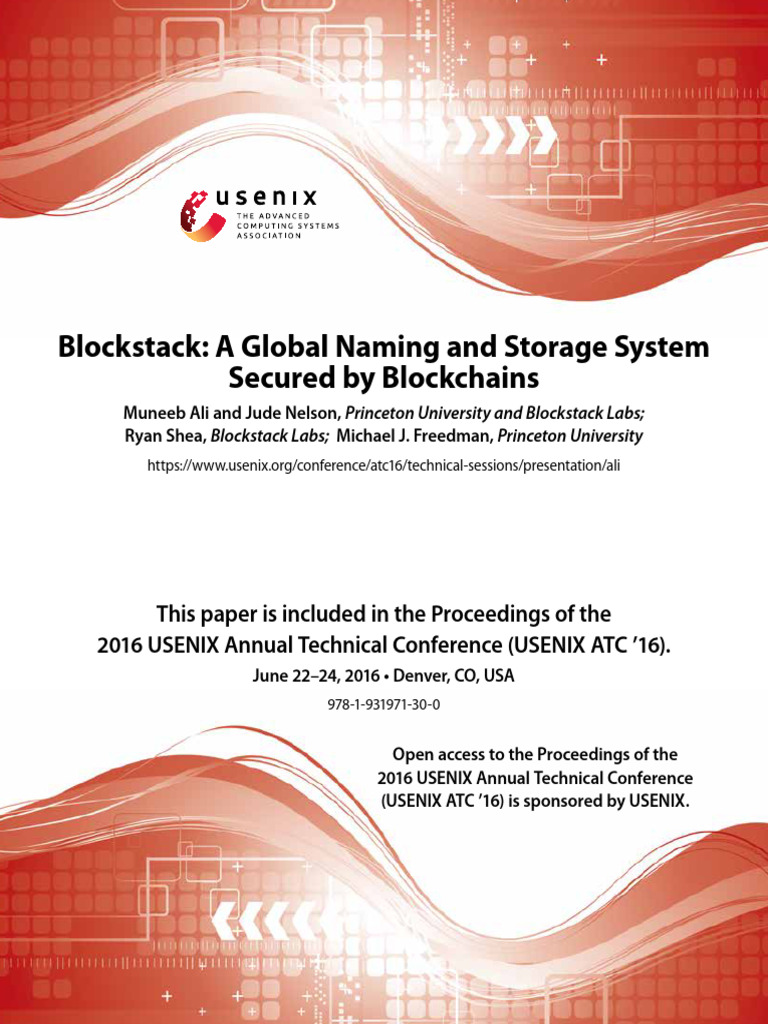 Blockstack - A Global Naming and Storage System Secured by Blockchains | PDF | Cryptocurrency ...