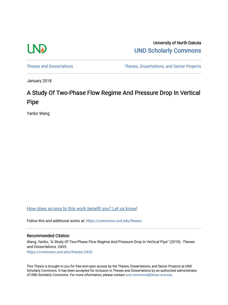A Study of Two-Phase Flow Regime and Pressure Drop in Vertical Pi | PDF | Fluid Dynamics ...